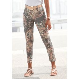 Lascana Damen 7/8-Jeggings schwarz-bunt bedruckt Gr&ouml;&szlig;e 38