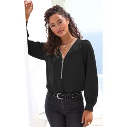 Lascana Damen Langarmbluse schwarz, Gr&ouml;&szlig;e 38