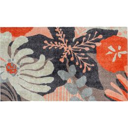 wash+dry by Kleen-Tex unisex Fu&szlig;matte orange-grau Gr&ouml;&szlig;e 70x120 cm - rechteckig