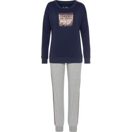Damen Pyjama dunkelblau/ graumeliert Gr&ouml;&szlig;e 36/38