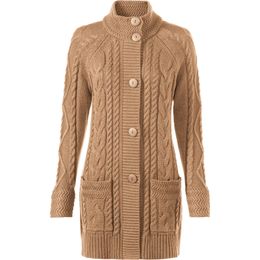 CR&Eacute;ATION L Damen Longstrickjacke mit Einstrickmuster camel Gr&ouml;&szlig;e 38
