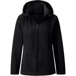 CR&Eacute;ATION L Damen Fleecejacke mit abnehmbarer Kapuze schwarz Gr&ouml;&szlig;e 50