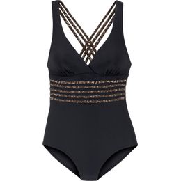 Lascana Damen Badeanzug schwarz-leo Gr&ouml;&szlig;e 38D