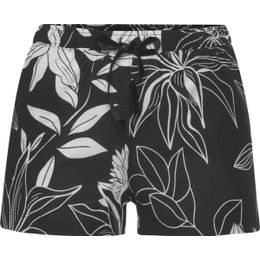 Lascana Damen Schlafshorts schwarz-allover-gebl&uuml;mt Gr&ouml;&szlig;e 32/34