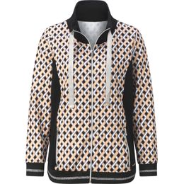 feel good Damen Jacke schwarz-camel-bedruckt Gr&ouml;&szlig;e 52/54