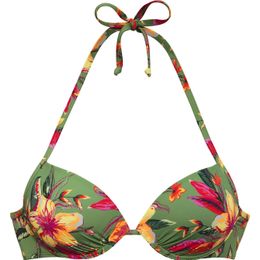 Lascana Damen Push-Up-Bikini-Top salbei-pink bedruckt Gr&ouml;&szlig;e 36C