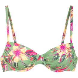 Lascana Damen B&uuml;gel-Bikini-Top salbei-pink bedruckt Gr&ouml;&szlig;e 42B