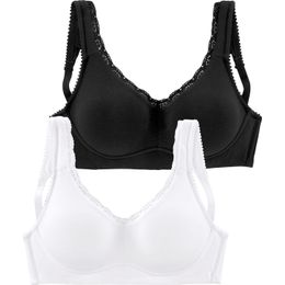 Petite Fleur Damen Soft-BH schwarz+wei&szlig; Gr&ouml;&szlig;e 75D