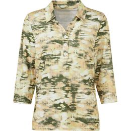 CR&Eacute;ATION L Damen Poloshirt in Jersey-Qualit&auml;t schlamm-vanille-bedruckt Gr&ouml;&szlig;e 46