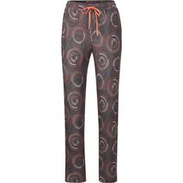 w&auml;schepur Damen Schlafanzug mit weitem Rundhals-Ausschnitt orange-anthrazit-bedruckt Gr&ouml;&szlig;e 48/50