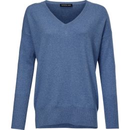 Heine Damen Kaschmirpullover mit V-Ausschnitt blau Gr&ouml;&szlig;e 44/46