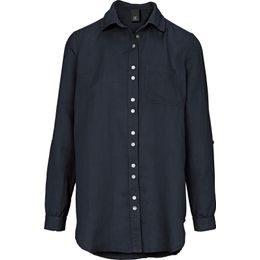 Heine Damen Hemdbluse im Baumwoll-Leinen-Mix marine Gr&ouml;&szlig;e 46