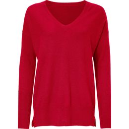 Heine Damen Kaschmirpullover mit V-Ausschnitt rot Gr&ouml;&szlig;e 36/38
