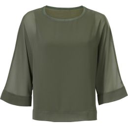 Heine Damen Blusenshirt mit Fledermaus&auml;rmeln oliv Gr&ouml;&szlig;e 48/50