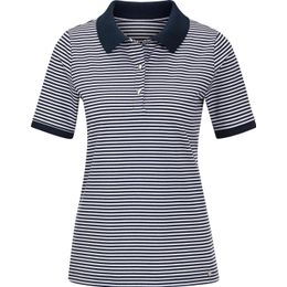 CREATION L PREMIUM Damen Poloshirt mit Druckkn&ouml;pfen marine-wei&szlig;-geringelt Gr&ouml;&szlig;e 38
