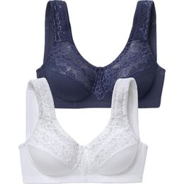 Petite Fleur Damen Entlastungs-BH blau+wei&szlig; Gr&ouml;&szlig;e 80F