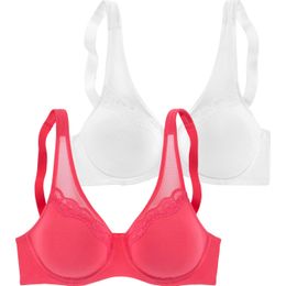 Petite Fleur Damen Minimizer-BH himbeere + wei&szlig; Gr&ouml;&szlig;e 105E
