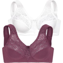 Petite Fleur Damen Entlastungs-BH burgund+wei&szlig; Gr&ouml;&szlig;e 105F