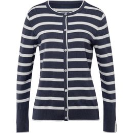 Heine Damen Feinstrickjacke mit Viskose, gestreift marine-ecru-gestreift Gr&ouml;&szlig;e 38