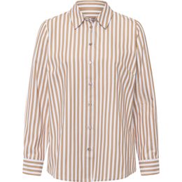 Heine Damen Klassische Bluse mit Kellerfalte im R&uuml;cken camel-wei&szlig;-gestreift Gr&ouml;&szlig;e 46