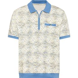 Marco Donati Herren Kurzarm-Poloshirt mittelblau-bedruckt Gr&ouml;&szlig;e 60/62