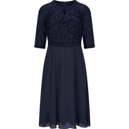 CR&Eacute;ATION L Damen Spitzenkleid mit weitem Rockteil marine Gr&ouml;&szlig;e 40