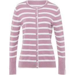 Heine Damen Feinstrickjacke mit Viskose, gestreift ros&eacute;-ecru-gestreift Gr&ouml;&szlig;e 38