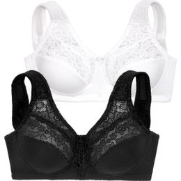 Petite Fleur Damen Entlastungs-BH schwarz+wei&szlig; Gr&ouml;&szlig;e 95F