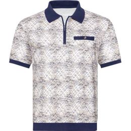 Marco Donati Herren Kurzarm-Poloshirt blau-bedruckt Gr&ouml;&szlig;e 52/54
