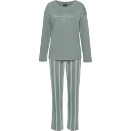 Damen Pyjama gr&uuml;n gestreift Gr&ouml;&szlig;e 36/38