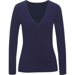 Vivance Damen V-Ausschnitt-Pullover marine Gr&ouml;&szlig;e 40/42