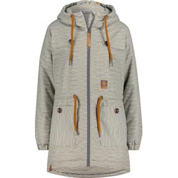CR&Eacute;ATION L Damen Jacke wind- und wasserabweisend khaki-wei&szlig;-geringelt Gr&ouml;&szlig;e 46