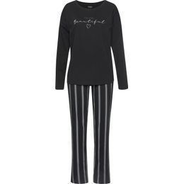 Vivance Dreams Damen Pyjama schwarz-gestreift Gr&ouml;&szlig;e 40/42