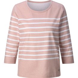 CR&Eacute;ATION L Damen Ringelshirt mit Rundhals-Ausschnitt puder-geringelt Gr&ouml;&szlig;e 50