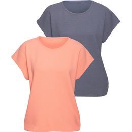 Vivance Damen Kurzarmshirt peach, blau Gr&ouml;&szlig;e 36/38
