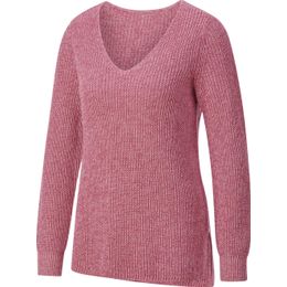Damen Langarm-Pullover in Rippenstrick altrosa-meliert, Gr&ouml;&szlig;e 38