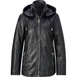 Mainpol Damen Lederjacke mit hochwertigem Viskose-Futter schwarz Gr&ouml;&szlig;e 52