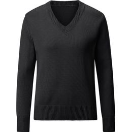 CR&Eacute;ATION L Damen V-Ausschnitt-Pullover mit Baumwolle schwarz Gr&ouml;&szlig;e 36