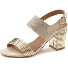 Lascana Damen Riemchensandalette goldfarben Gr&ouml;&szlig;e 37
