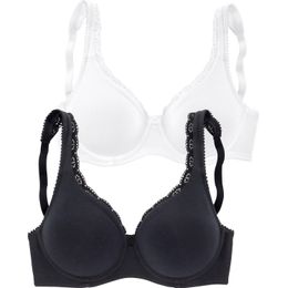 Damen T-Shirt-BH schwarz+wei&szlig; Gr&ouml;&szlig;e 90D