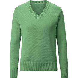 CR&Eacute;ATION L Damen V-Ausschnitt-Pullover mit Baumwolle apfel Gr&ouml;&szlig;e 40