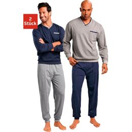 Le Jogger Herren Pyjama marine, grau-meliert Gr&ouml;&szlig;e 48/50