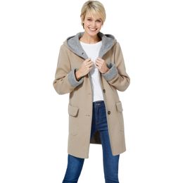 CR&Eacute;ATION L Damen Kapuzenjacke in Woll-Optik stein Gr&ouml;&szlig;e 52