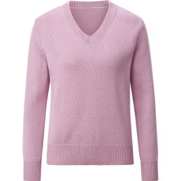 CR&Eacute;ATION L Damen V-Ausschnitt-Pullover mit Baumwolle altros&eacute; Gr&ouml;&szlig;e 40
