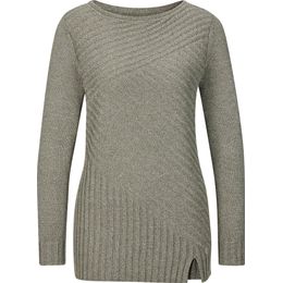 CREATION L PREMIUM Damen Langarm-Pullover in Rippenstrick khaki-meliert Gr&ouml;&szlig;e 50