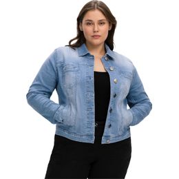 sheego Damen Jeansjacke in leicht taillierter Form light blue-denim Gr&ouml;&szlig;e 58