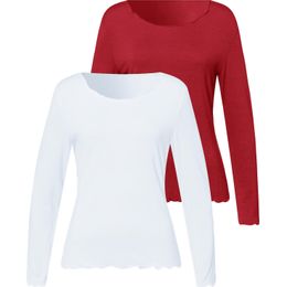 Heine Damen Shirt-Set in Viskose-Qualit&auml;t rot-ecru Gr&ouml;&szlig;e 40