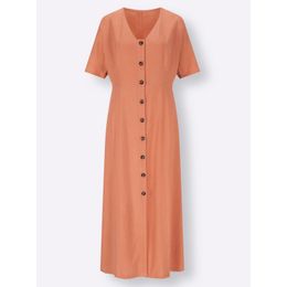 CR&Eacute;ATION L Damen Sommerkleid Kn&ouml;pfe in Horn-Optik papaya Gr&ouml;&szlig;e 20