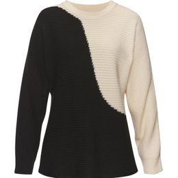 Vivance Damen Strickpullover beige-schwarz Gr&ouml;&szlig;e 36/38