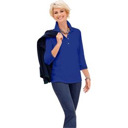 CR&Eacute;ATION L Damen Poloshirt mit H&auml;kelspitzen-Detiails royalblau Gr&ouml;&szlig;e 42
